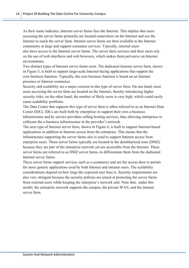 Data Center Proposal (System Network Administration) | DOC | Databases | Computer Software and ...