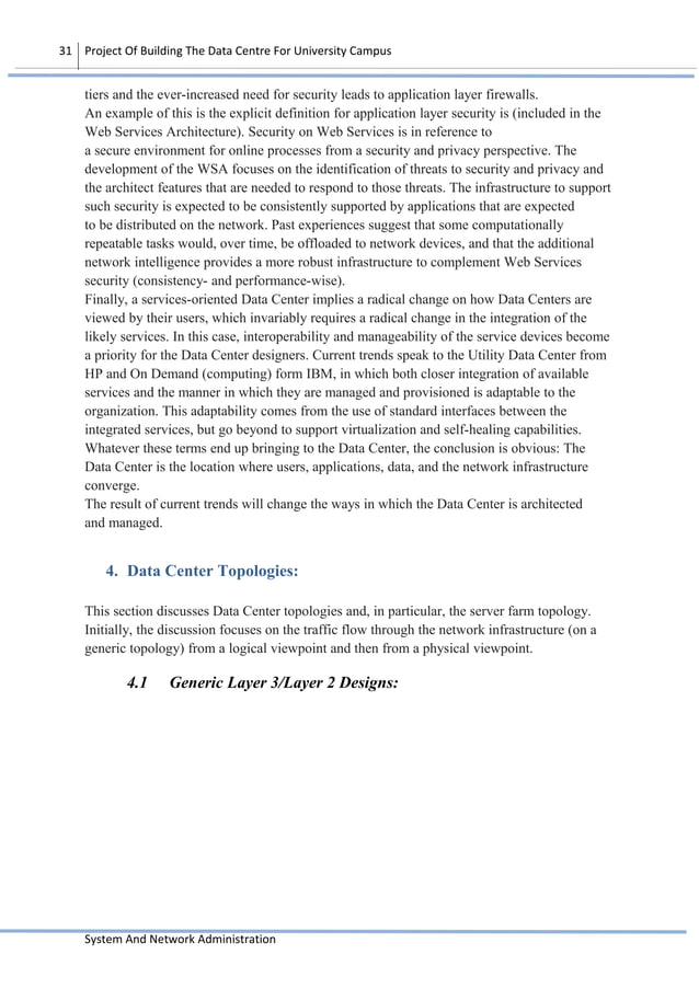 Data Center Proposal (System Network Administration) | DOC | Databases | Computer Software and ...