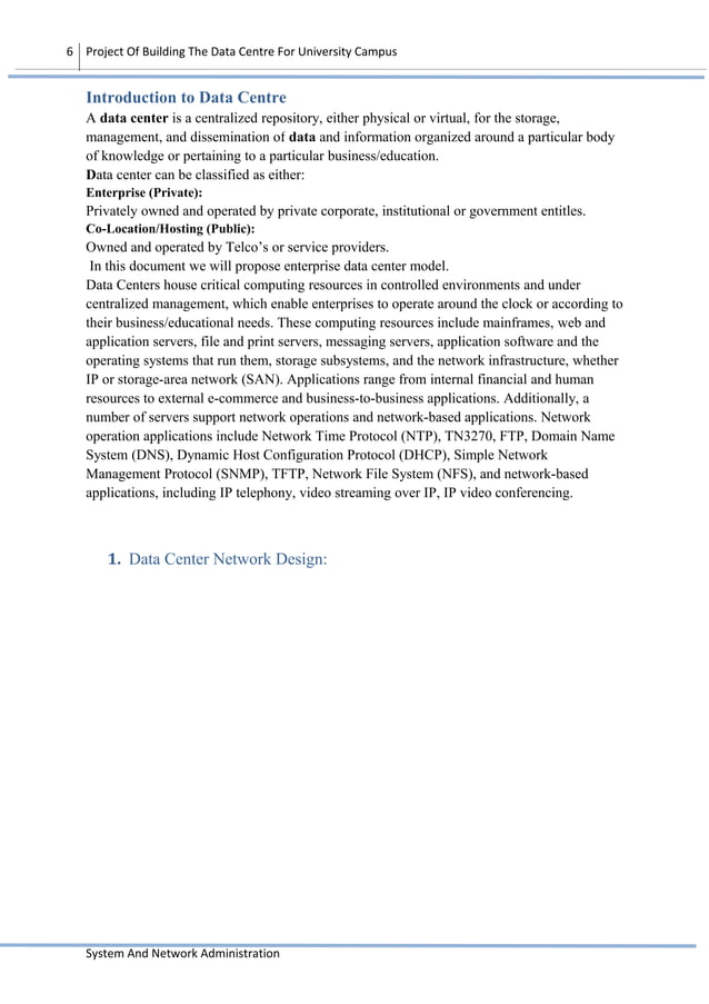 Data Center Proposal (System Network Administration) | DOC | Databases ...