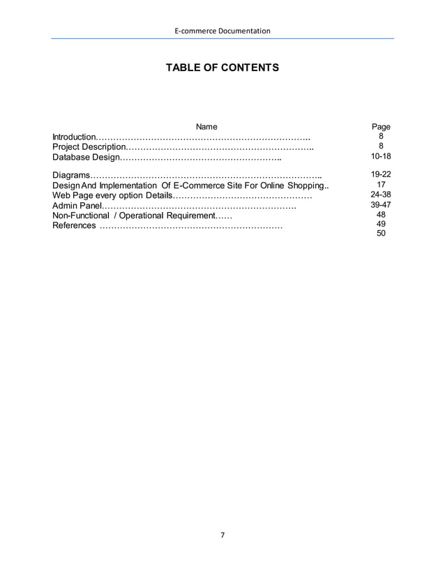 E-commerce documentation | DOCX