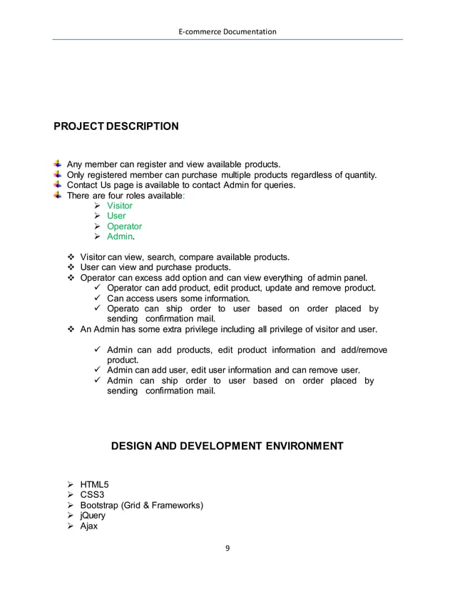 E-commerce documentation | PDF