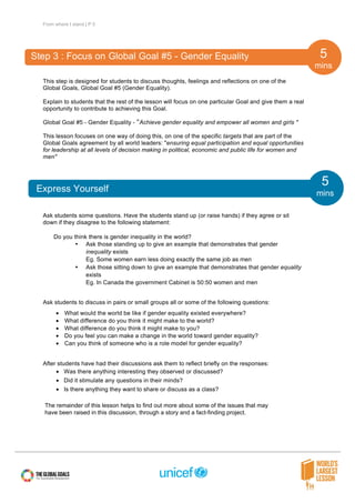 Gender equality lesson plan | PDF