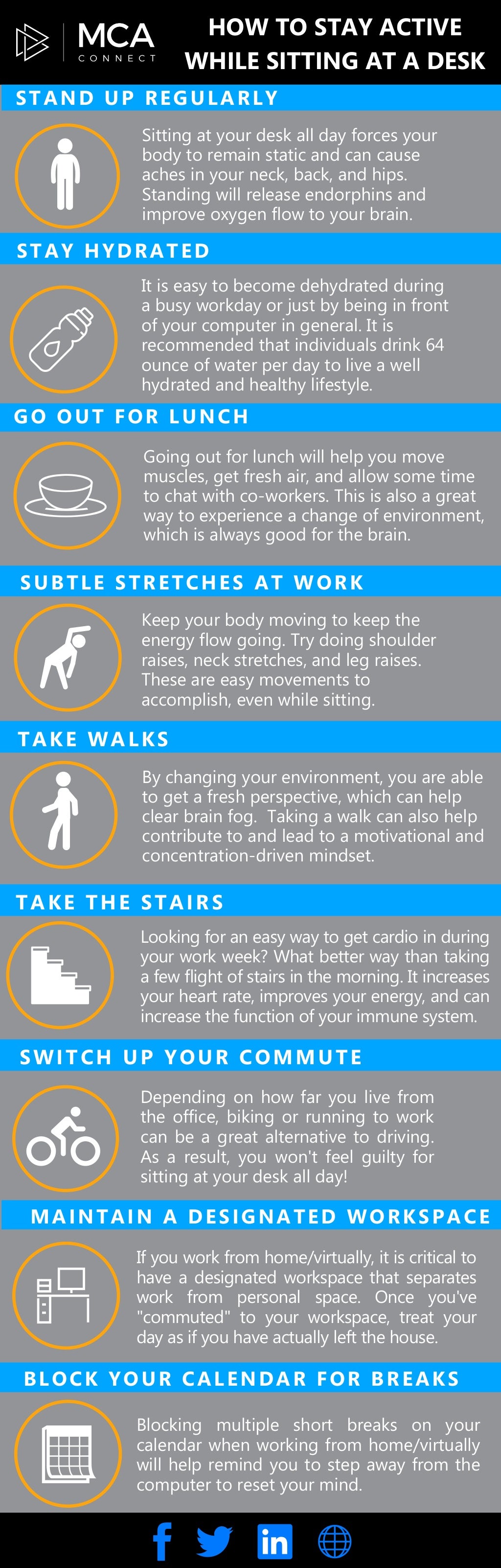 How to Stay Active While Sitting at a Desk Infographic