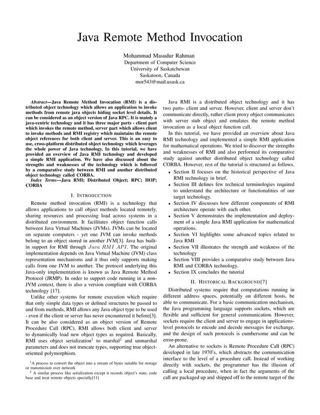 Java RMI Detailed Tutorial | PDF