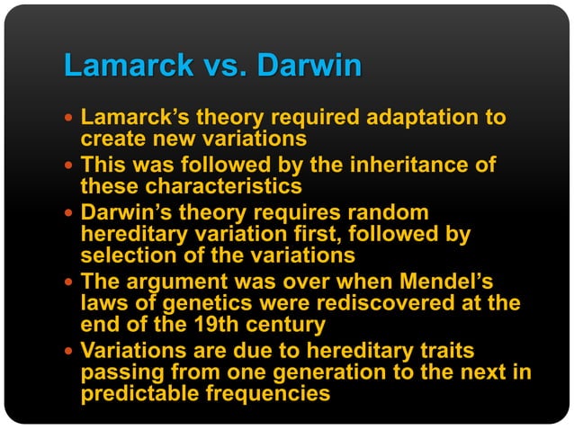 Jean Baptiste Lamarck's theory of inheritance of acquired characters | PPTX