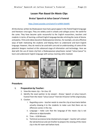 Using Movie Clips for LSRW in English Language and Literature | DOCX