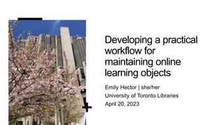 Hector, E. Developing a practical workflow for maintaining online ...