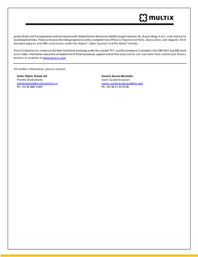Eicher Polaris Multix press release | PDF