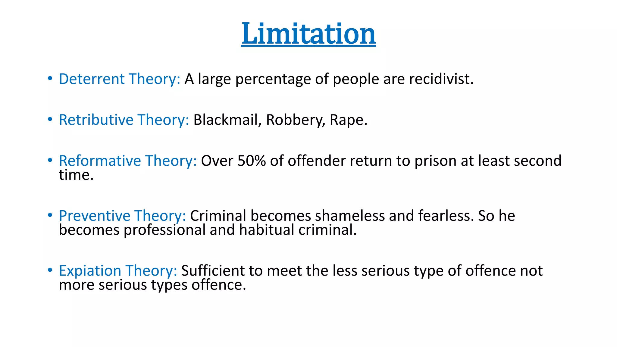 Why punish crime? Justify the theories of punishment. | PPTX