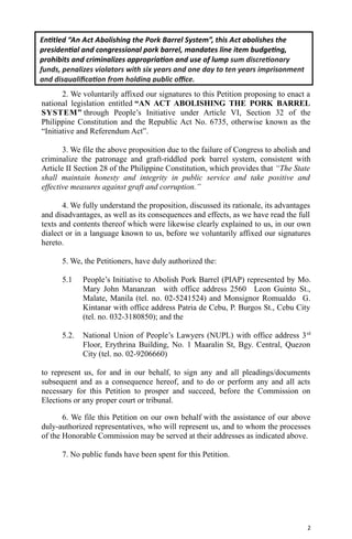 Proposed People's Initiative law by Scrap Pork Natwork | PDF | Political Issues & policy | Politics