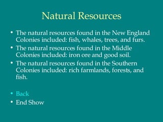 Southern Colonies Resources