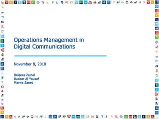 Operations Management in Digital Communications | PPT