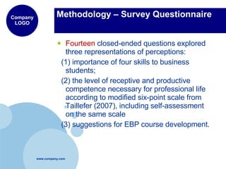 English needs analysis project | PPT | Undergraduate Education ...