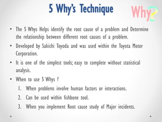 Basic Qulaity Tools/Techniques Workshop for process improvement | PPT
