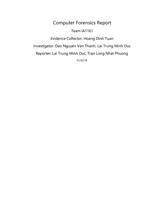 Computer Forensics Report - FRS301 - FPT University | DOCX