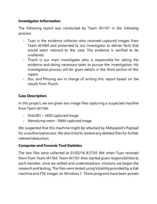 Computer Forensics Report - FRS301 - FPT University | DOCX