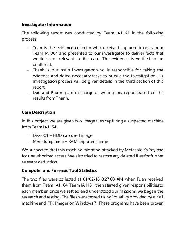 Computer Forensics Report - FRS301 - FPT University