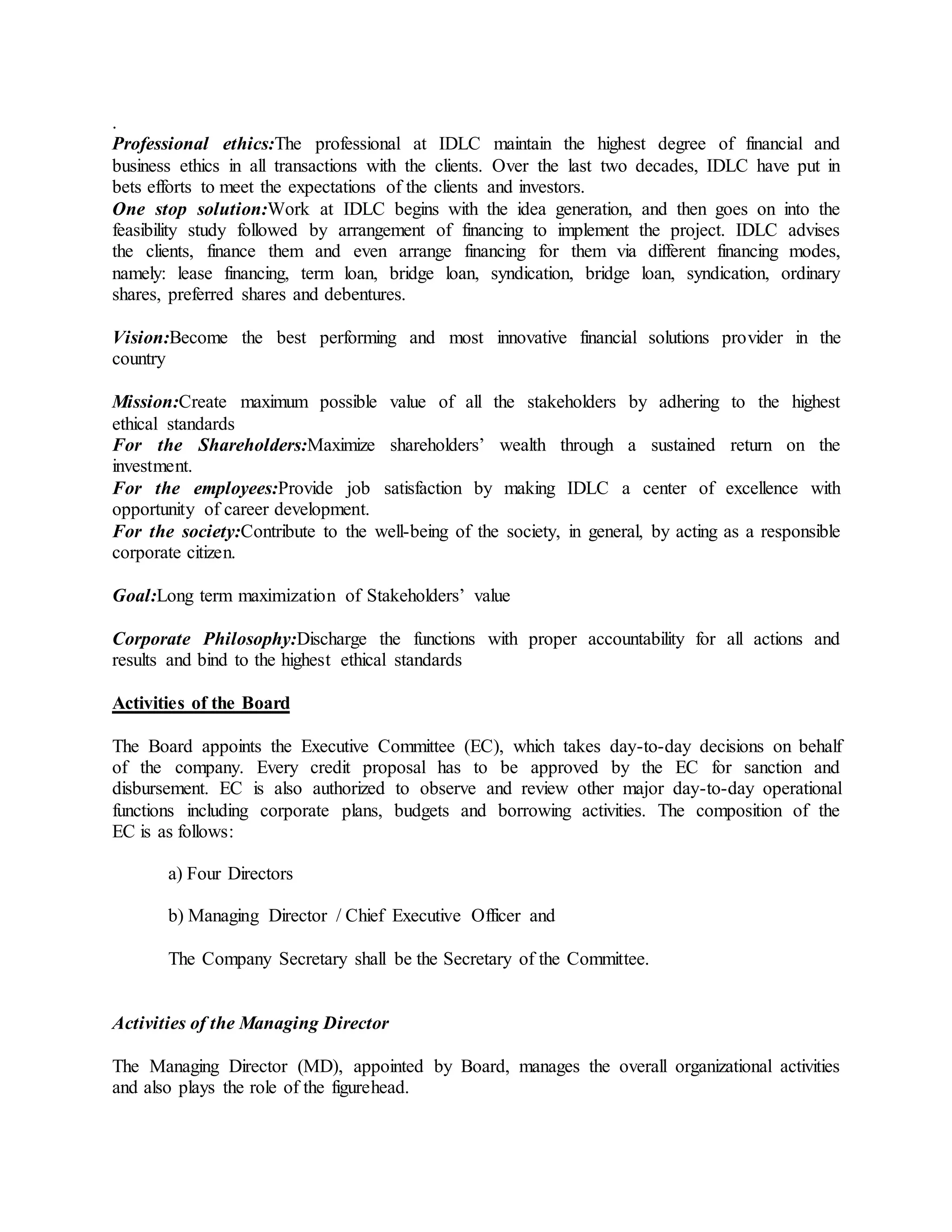 5 year analysis financial-managment-idlc-bank | DOCX