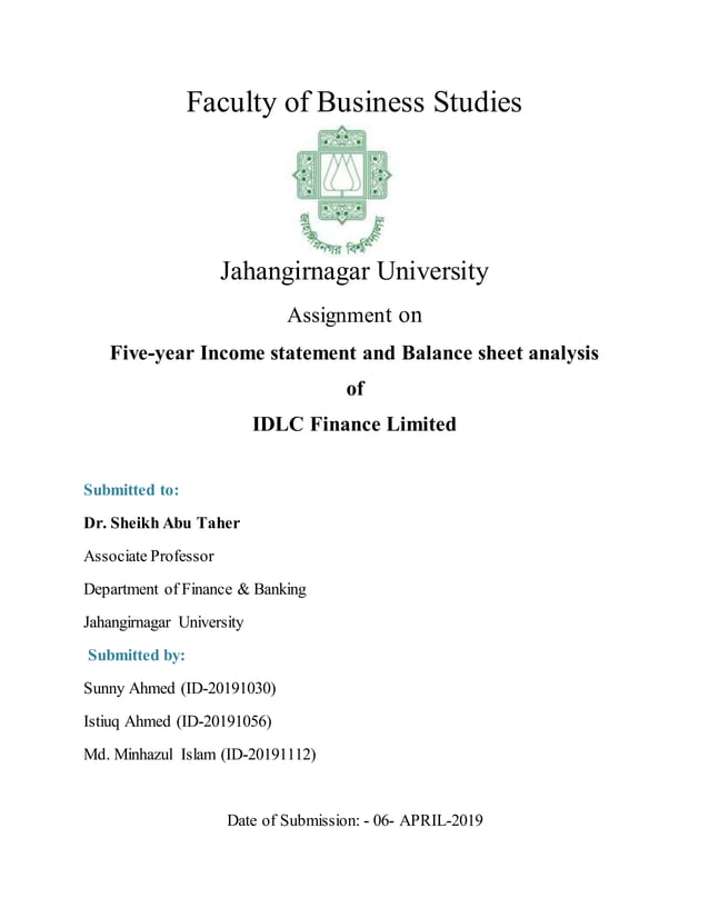5 year analysis financial-managment-idlc-bank | PDF