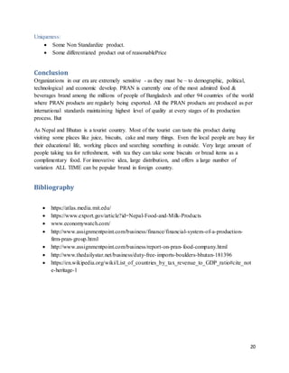 Pran-‘All Time’ food product is exporitng on Bhutan and Nepal | DOCX