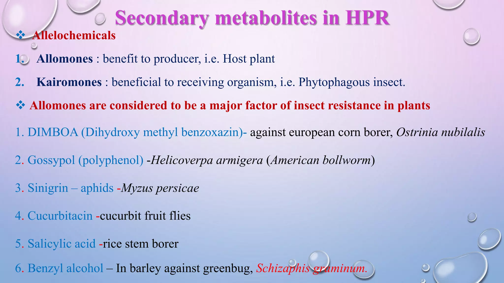 Role of secondary metabolites in insect pest management | PPTX