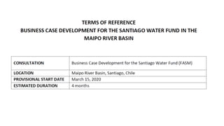 Using Nature-based Solutions to support Water Funds - how to formulate ...