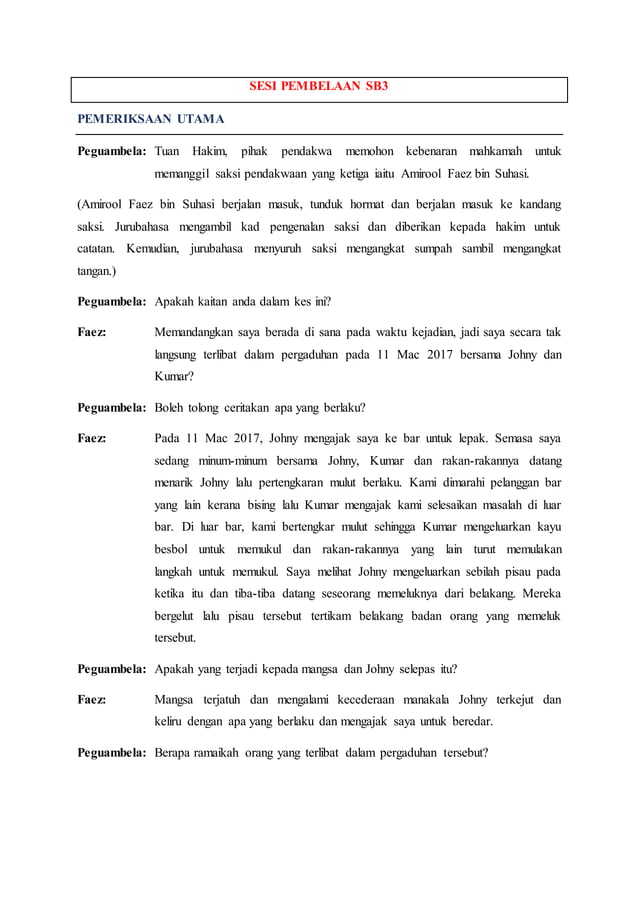 CONTOH SKRIP MOCKTRIAL OLEH FINAL YEAR UUM STUDENT | DOCX