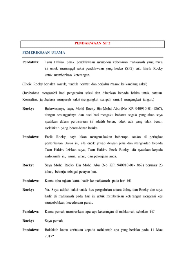 CONTOH SKRIP MOCKTRIAL OLEH FINAL YEAR UUM STUDENT | DOCX