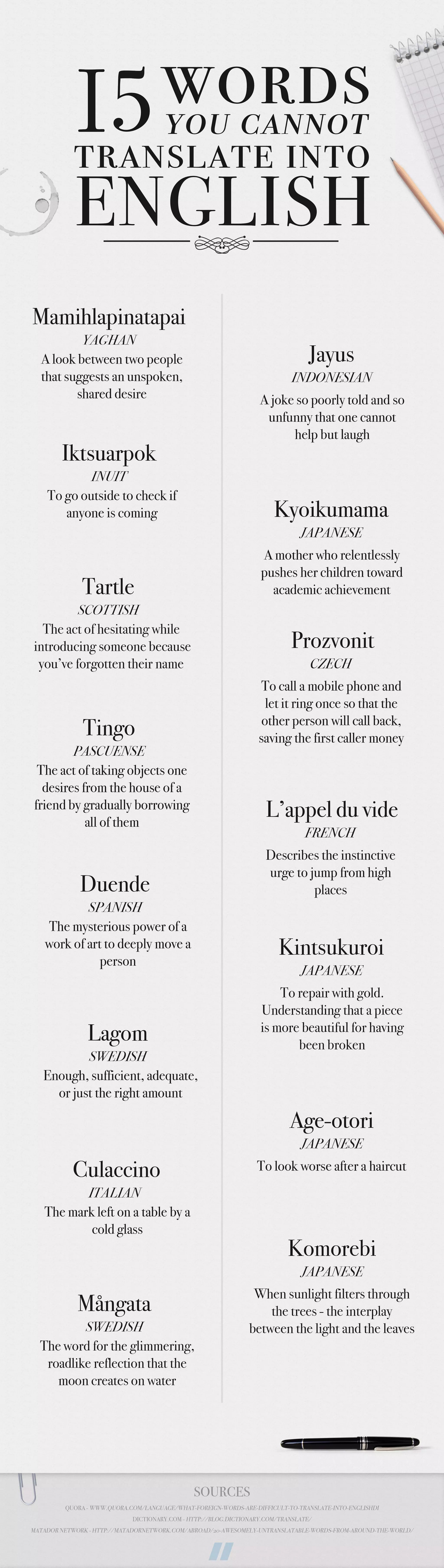 INFOGRAPHIC: 15 words you cannot translate into English | PDF