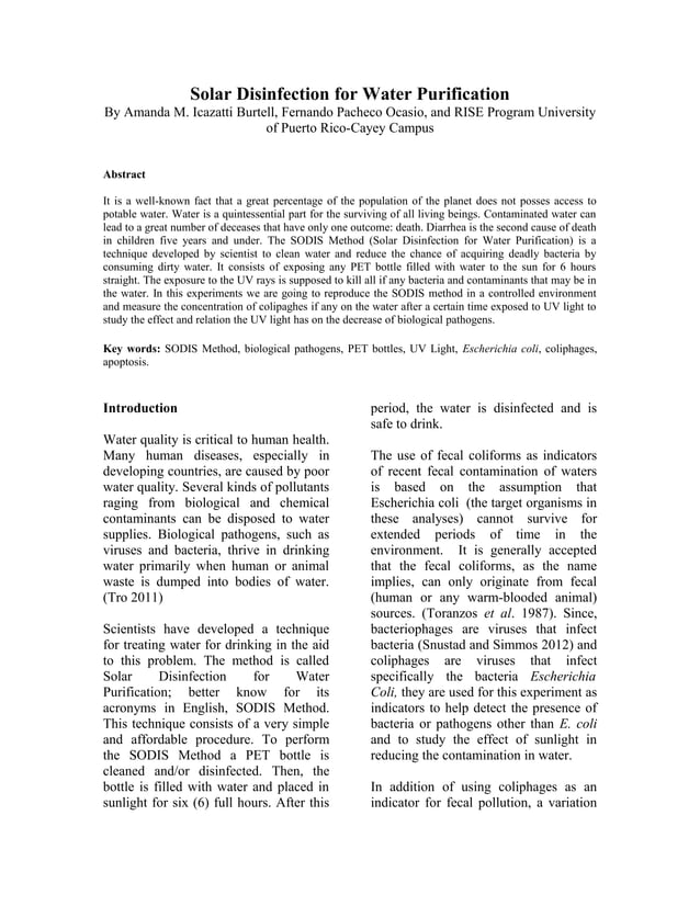 Final SODIS Method | PDF