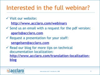 Introduction to Technical Documentation Localization with Acclaro | PPT