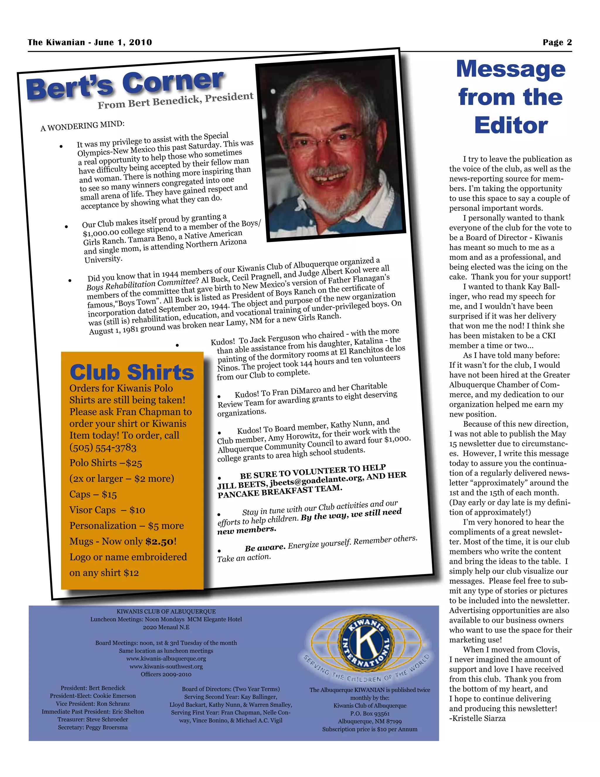 Kiwanis Newsletter layout | PDF