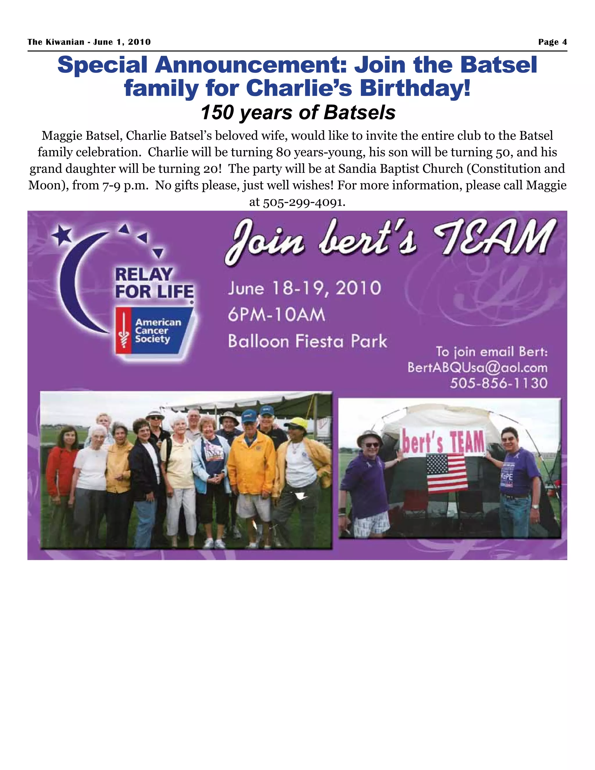 Kiwanis Newsletter layout | PDF