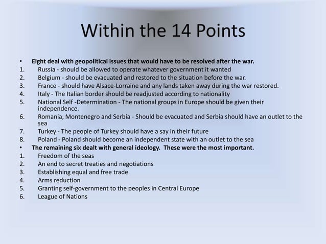 Woodrow Wilson's 14 Points | PPTX | Political Issues & policy | Politics