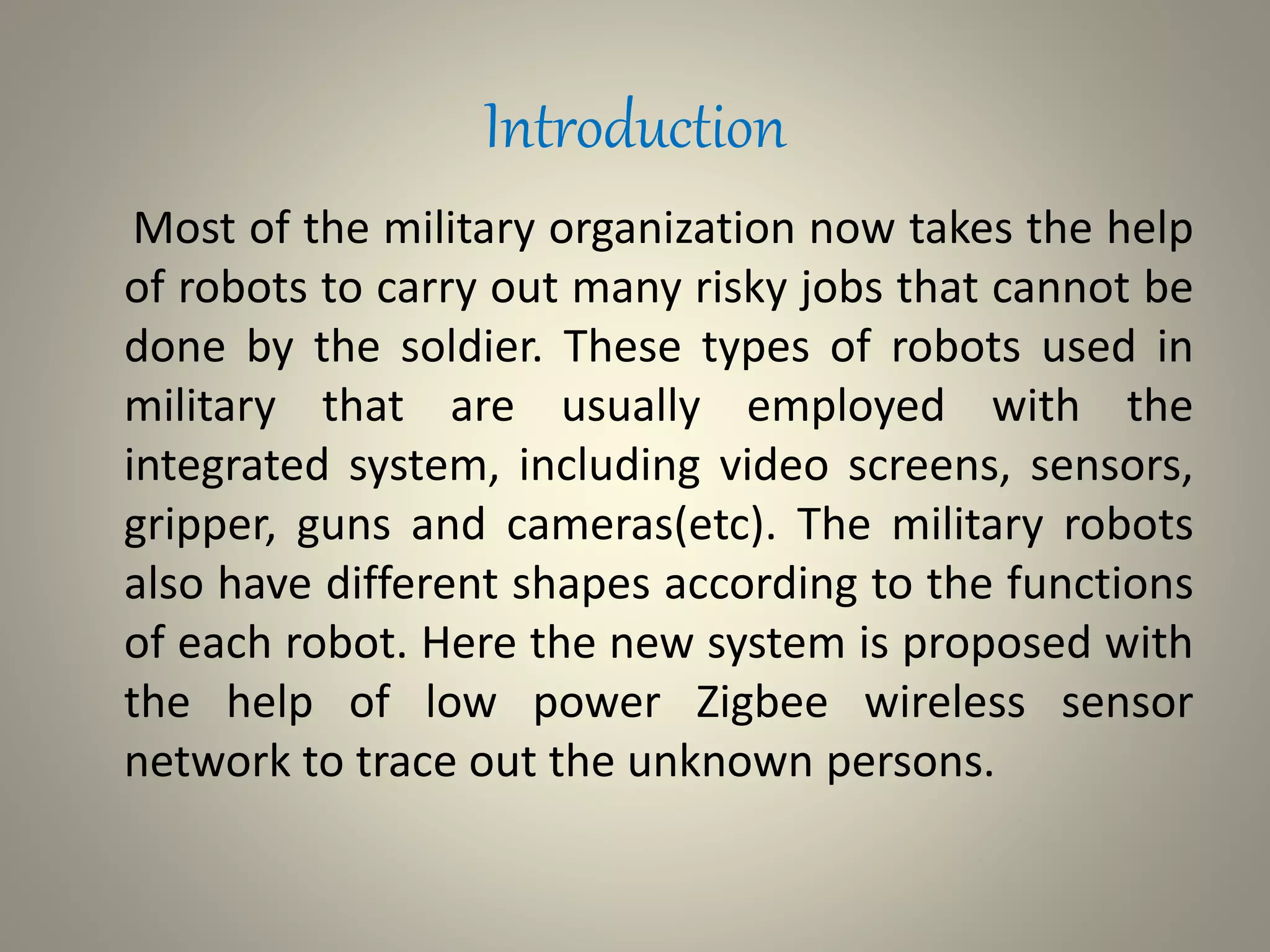 ZegBee Based Defense Robort (Defense Presentation) | PPTX