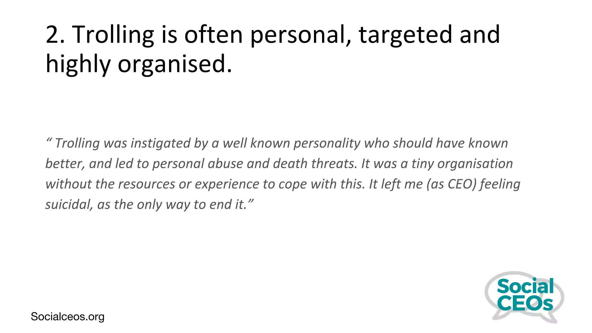 How trolls impact mental wellbeing in the charity sector | PPT