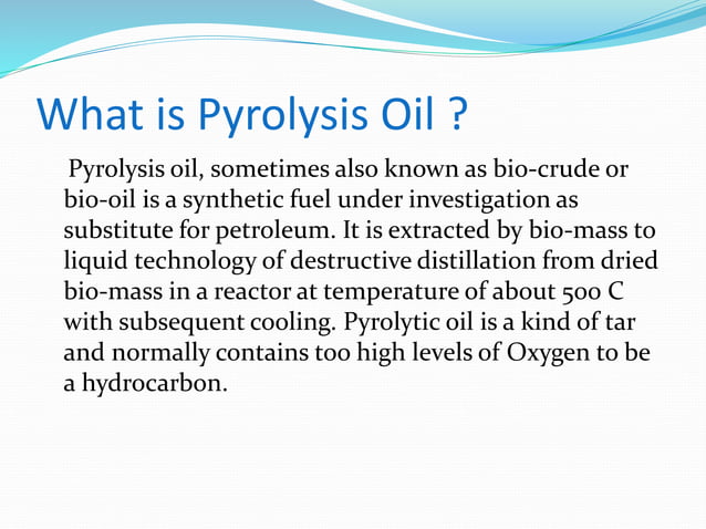 a case study of pyrolysis process in Chemical Engineering | PPT