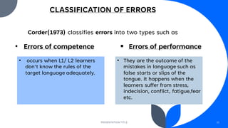 Error analysis and remedial teaching, Error analysis | PDF