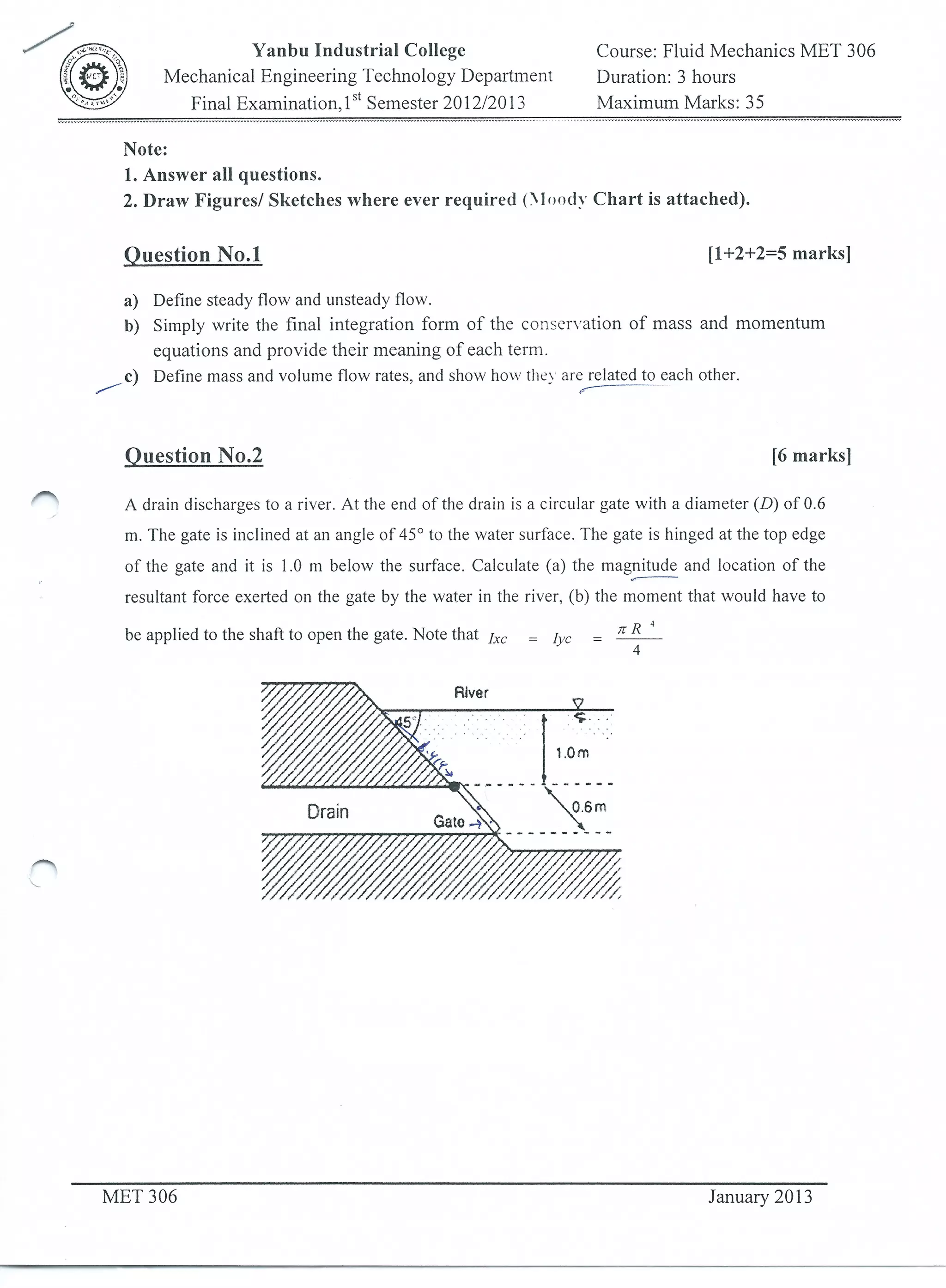 MET 306 Final Examination 1 | PDF