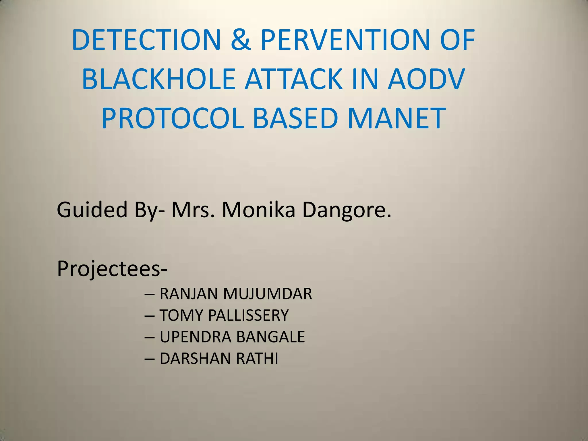 Aodv Protocol Pptx Computer Networking Computing