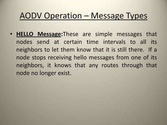 Aodv Protocol Pptx Computer Networking Computing