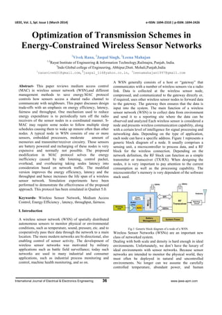 Optimization of Transmission Schemes in Energy-Constrained Wireless Sensor Networks | PDF