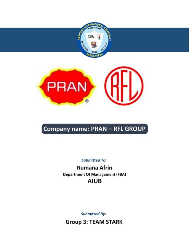 Report on PRAN-RFL group | PDF | Manufacturing Industry | Industries