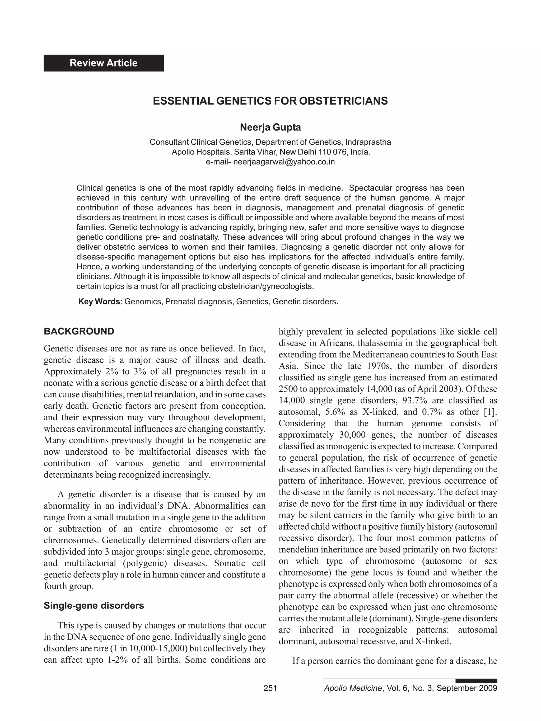 Essential Genetics for Obstetricians | PDF