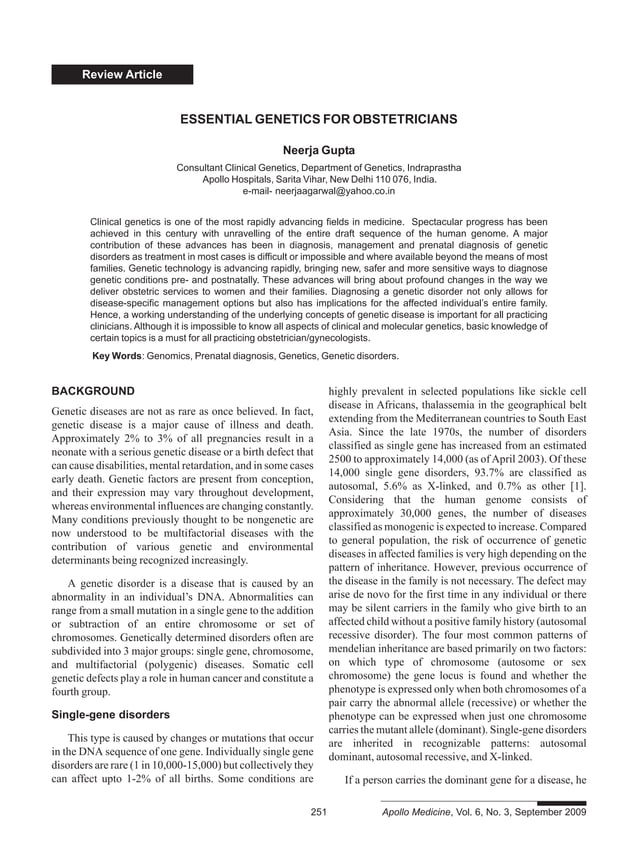Essential Genetics for Obstetricians | PDF