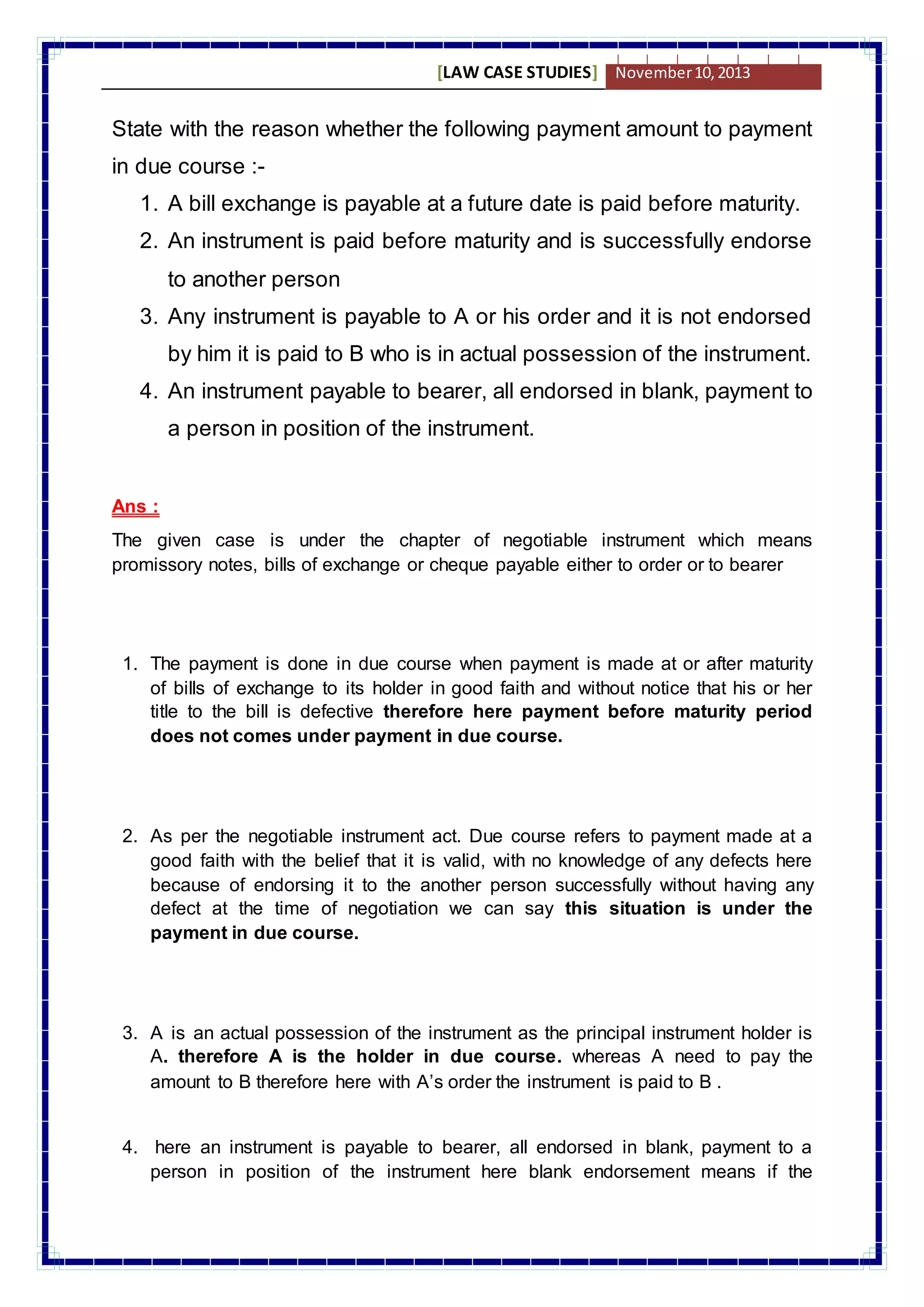 business law case studies with solution | DOCX