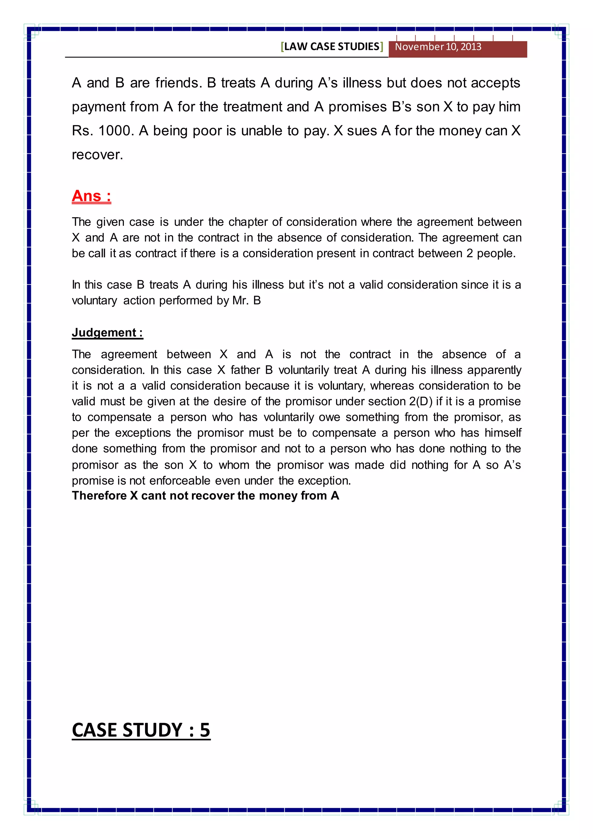 business law case studies with solution | DOCX