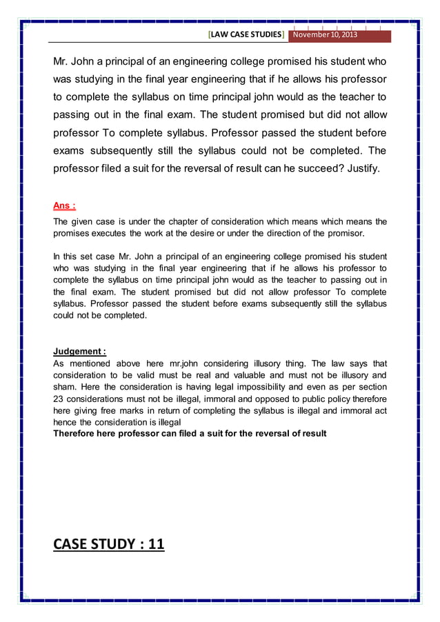 business law case studies with solution | DOCX | Marriage and Civil ...