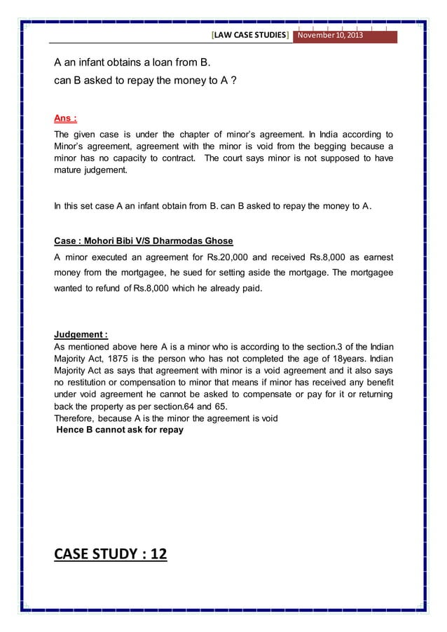 business law case studies with solution | DOCX | Marriage and Civil ...