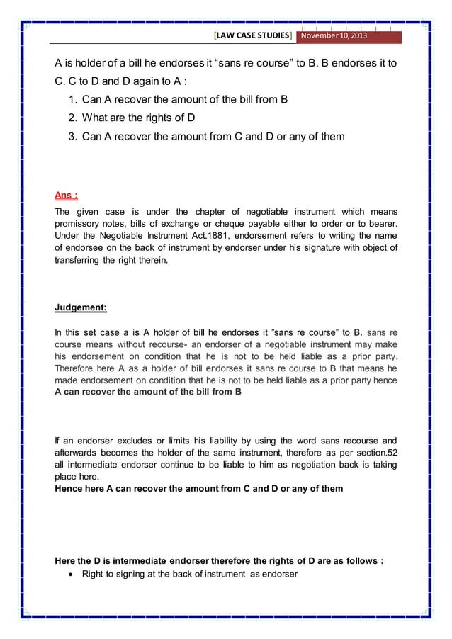 business law case studies with solution | DOCX | Marriage and Civil ...